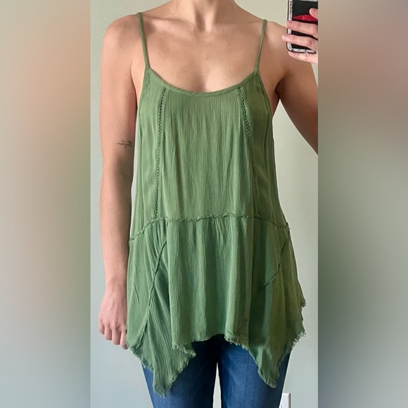 Tops | Green Boho Tank Top | Poshmark